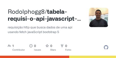 Github Rodolphogg8tabela Requisi O Api Javascript Bootstrap Requisição Que Busca Dados