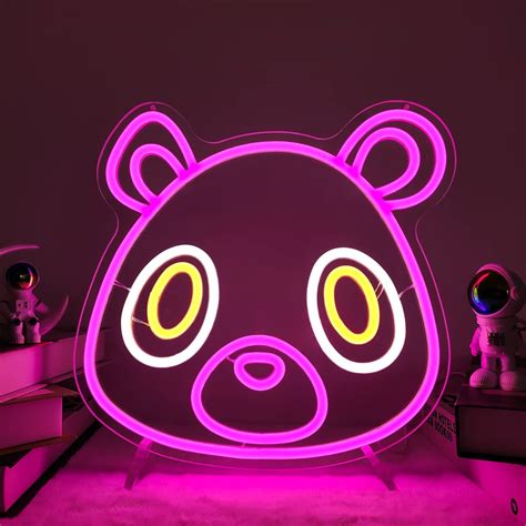Letrero De Neón De Oso De Graduación Con Bonito Oso De Dibujos Animados
