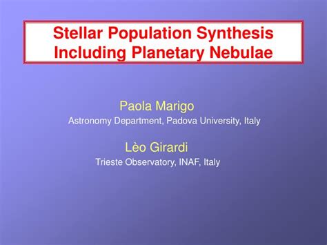 ppt stellar population synthesis including planetary nebulae