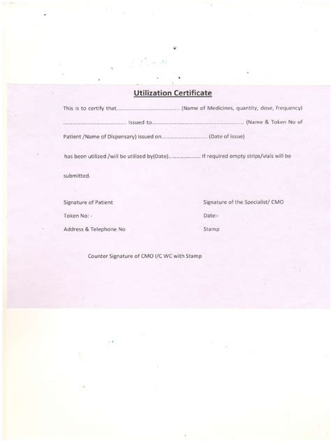 Utilization Certificate Pdf