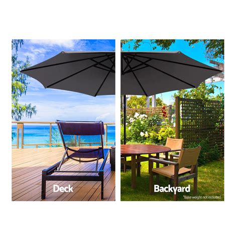 Instahut Outdoor Umbrella 3m Cantilever Beach Garden Patio Charcoal