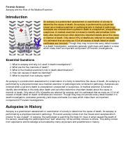 Autopsy Pdf Forensic Science Autopsy And The Role Of The Medical Examiner Introduction An
