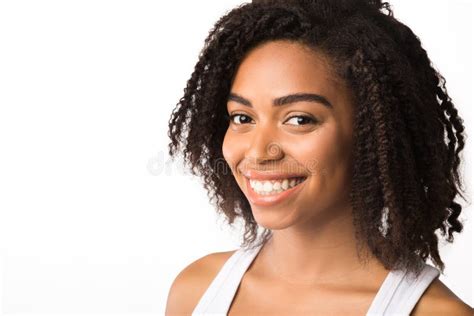 Black Lady Smile Close Up Of Woman Standing And Looking Into Lens