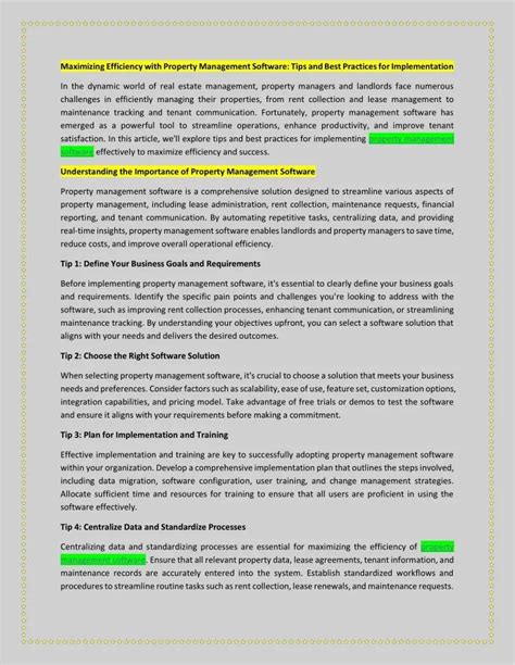 Ppt Maximizing Efficiency With Property Management Software Tips And