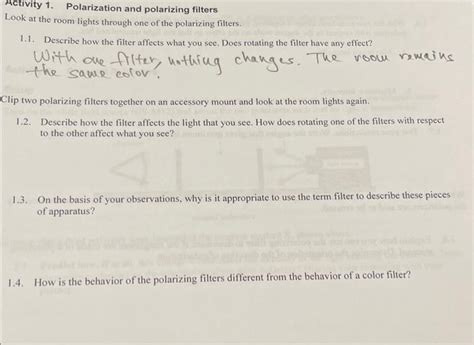 Solved Activity 1 Polarization And Polarizing Filters Look Chegg Com