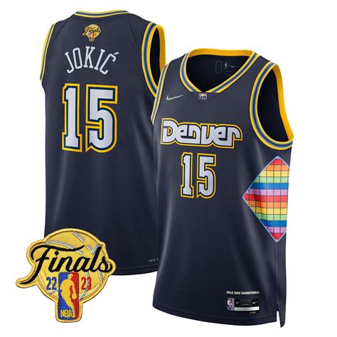 Nikola Jokic Mens Denver Nuggets 2023 Finals Patch Collection V2 City Navy Jersey All