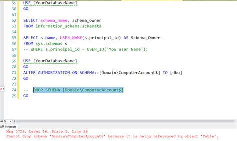 Drop User Error Msg 15138 Level 16 State 1 Line 5 The Database