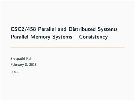 07 Parallel Memory Systems Consistency