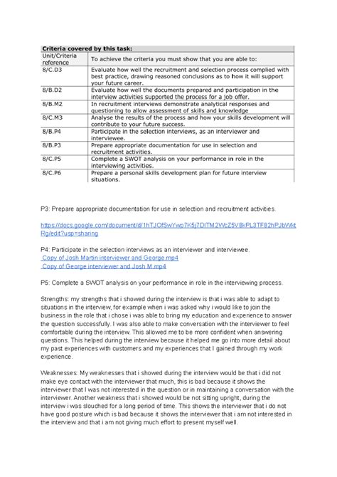Unit 8 Assignment 2 Received Distinction P3 Prepare Appropriate