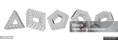 로우폴리 3d 다각형 도형 모음입니다 추상 3d 와이어 프레임 그리드 기하학 벡터 일러스트 레이 션 로고에 대한 스톡 벡터 아트 및 기타 이미지 Istock
