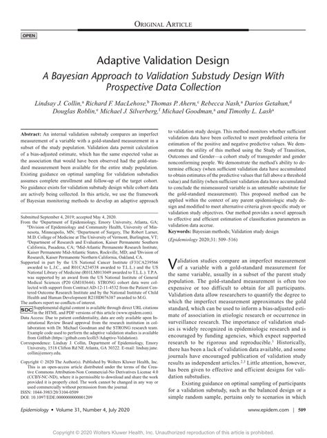 Pdf Adaptive Validation Design A Bayesian Approach To Validation