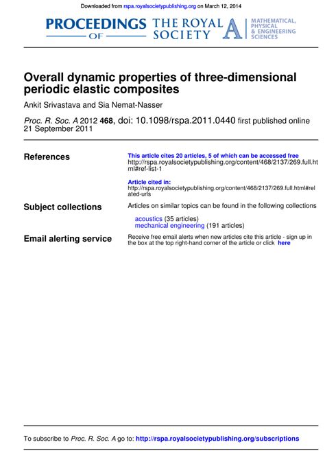 Pdf Overall Dynamic Properties Of Three Dimensional Periodic Elastic Composites