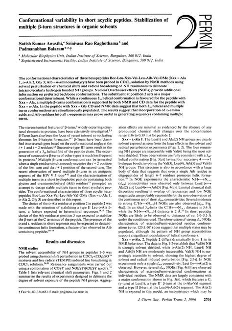 Pdf Conformational Variability In Short Acyclic Peptides