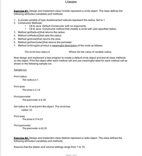Solved Classes Exercise 1 Design And Implement Class
