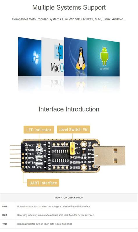Usb To Uart Module Micro Mini Type A Type C Connectors High Baud Rate Transmission Buy