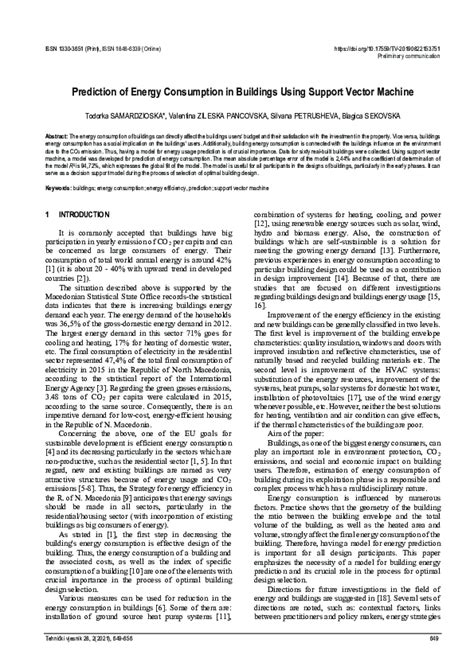 Pdf Prediction Of Energy Consumption In Buildings Using Support Vector Machine