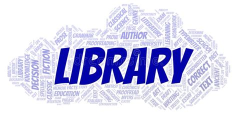 library typography word cloud create with the text only stock