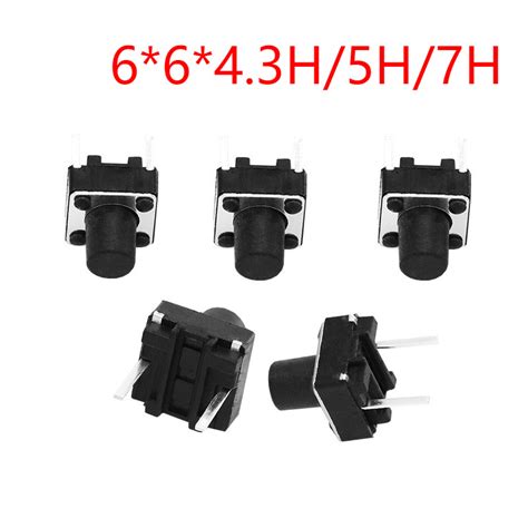 輕觸開關6 6 4 3h 5h 7h 中2腳 微動立式按鍵開關6x6x5mm 中間兩腳 蝦皮購物