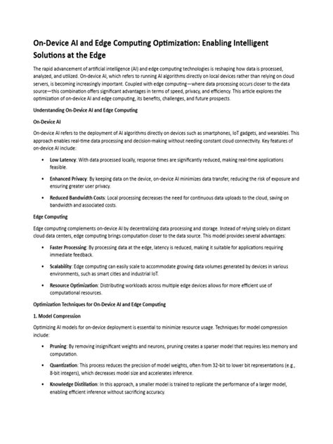 On Device Ai And Edge Computing Insights Pdf Artificial Intelligence Intelligence Ai