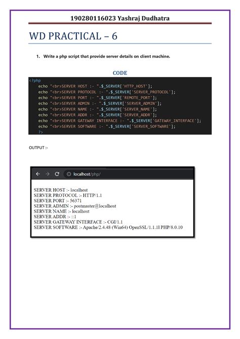 Web Development P6 Server And Strings In Php Wd Practical 6 1