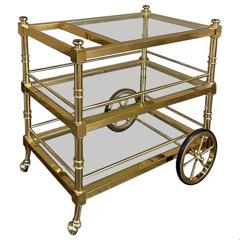 Mid Century Modern Brass And Glass Bar Cart For Sale At 1stdibs