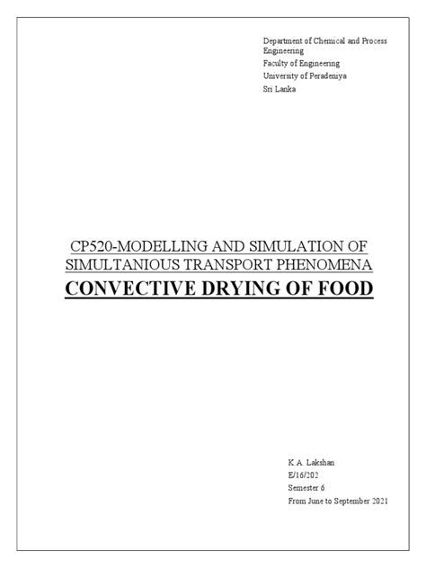 Simulation Of A Convective Air Dryer Using Comsol Multiphysics