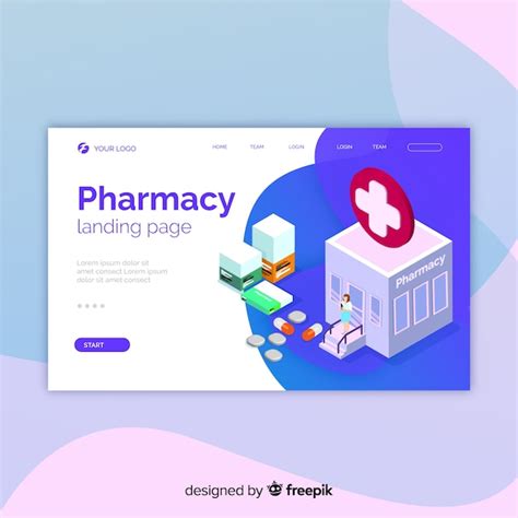 약국 방문 페이지 무료 벡터