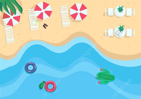 해변 리조트 평면 컬러 벡터 일러스트 레이 션 배경 이국적인 배너 풀 배경 일러스트 및 사진 무료 다운로드 Pngtree