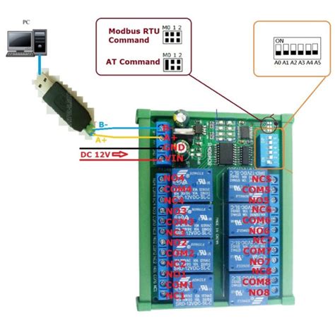 DC V Channel RS Relay Module Modbus RTU UART Remote Control Switch