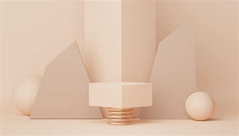 최소한의 기하학적 모양 디자인으로 3d 디스플레이 연단 모형 및 제품 프레젠테이션을 위한 렌더링 장면 0명에 대한 스톡 사진 및 기타 이미지 Istock