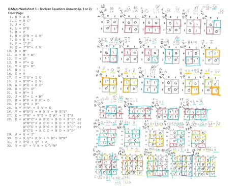Handout 4a Kmap Answers K Maps Worksheet 1 Boolean Equations