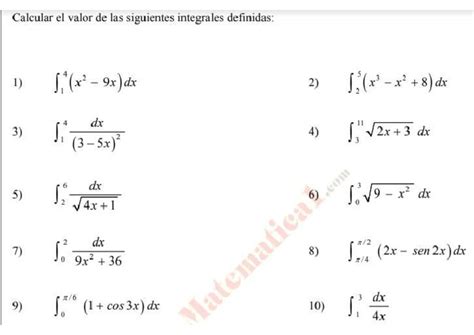 Ejercicios De Integrales Pdf