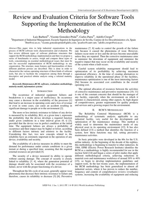 PDF Review And Evaluation Criteria For Software Tools Supporting The Implementation Of The RCM