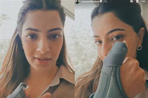 கையில் கட்டுடன் நடிகை வரலட்சுமி இணையத்தில் வைரலாகும் வீடியோவால் பரபரப்பு