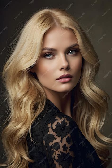 Realistic Blonde Girl Model Posing With Elegance Premium Ai Generated