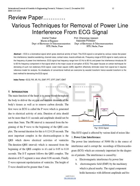 Various Techniques For Removal Of Power Line Interference From Ecg