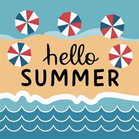 안하세요 여름 휴가 글자 배경과 터 일러스트레이션 프리미엄 Ai 생성 벡터
