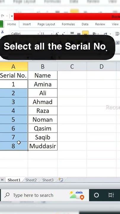 How To Add A Dot With Serial No Automatically In Excel Shorts