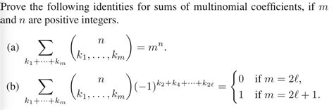 Solved Prove The Following Identities For Sums Of