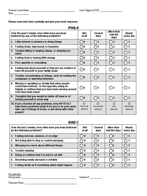 Phq 9 And Gad 7 Assessment Form Pdf Clinical Medicine Emotions