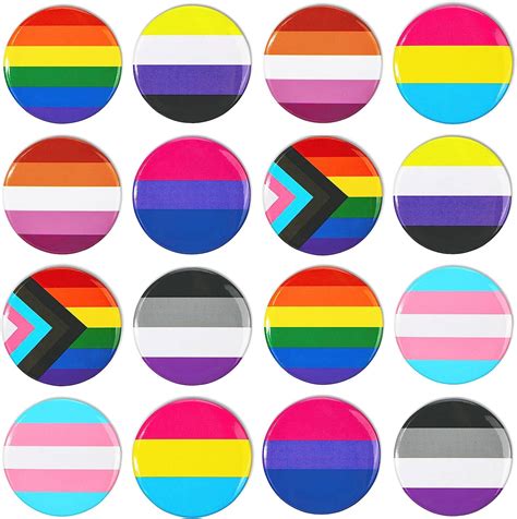 Howaf 16pcs Rainbow Pride Button Lesbian Pin Bisexual Pin Pansexual Pin Trans Flag