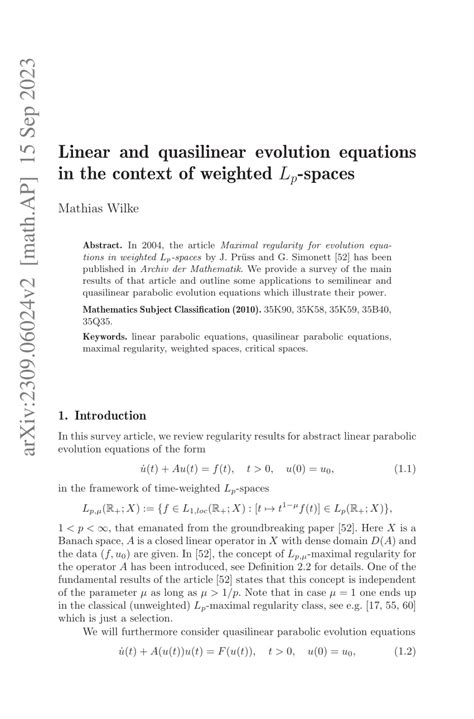 Pdf Linear And Quasilinear Evolution Equations In The Context Of