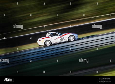 Marcin Fedder Driving The Mazda MX 5 During The Polish Car Racing Championship At Poznan Circuit