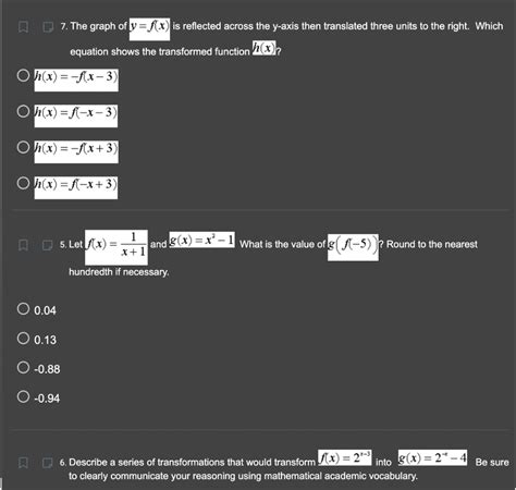 Solved The Graph Of Y F X Is Reflected Across The Y Axis Chegg Com