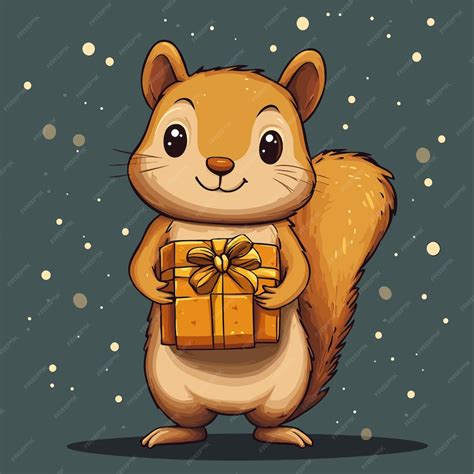 A Cartoon Squirrel Holding A T With A Ribbon That Says Squirrel Premium Ai Generated Vector