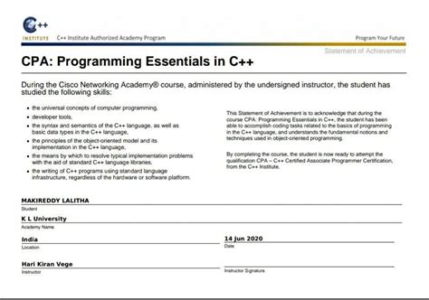 Lalitha Makireddy On Linkedin Cisconetworkingacademy Cpp Programming
