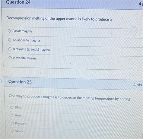 Solved Question 24 4 Decompression Melting Of The Upper