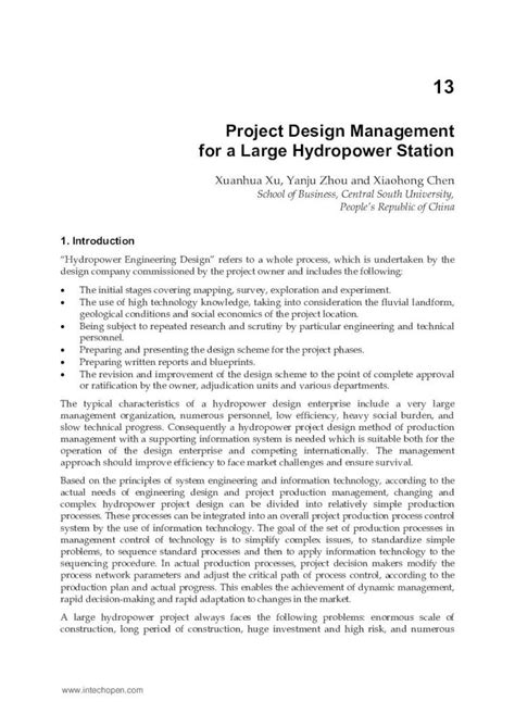 Pdf Project Design Management For A Large Hydropower Station Project Design Management For A