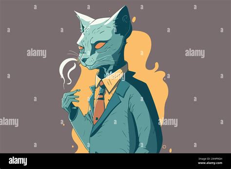 Cat Smoking Vector Illustration Stock Vector Image And Art Alamy