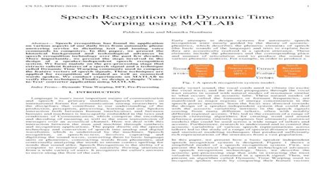 Speech Recognition With Dynamic Time Warping Using Matlab Pdf Document